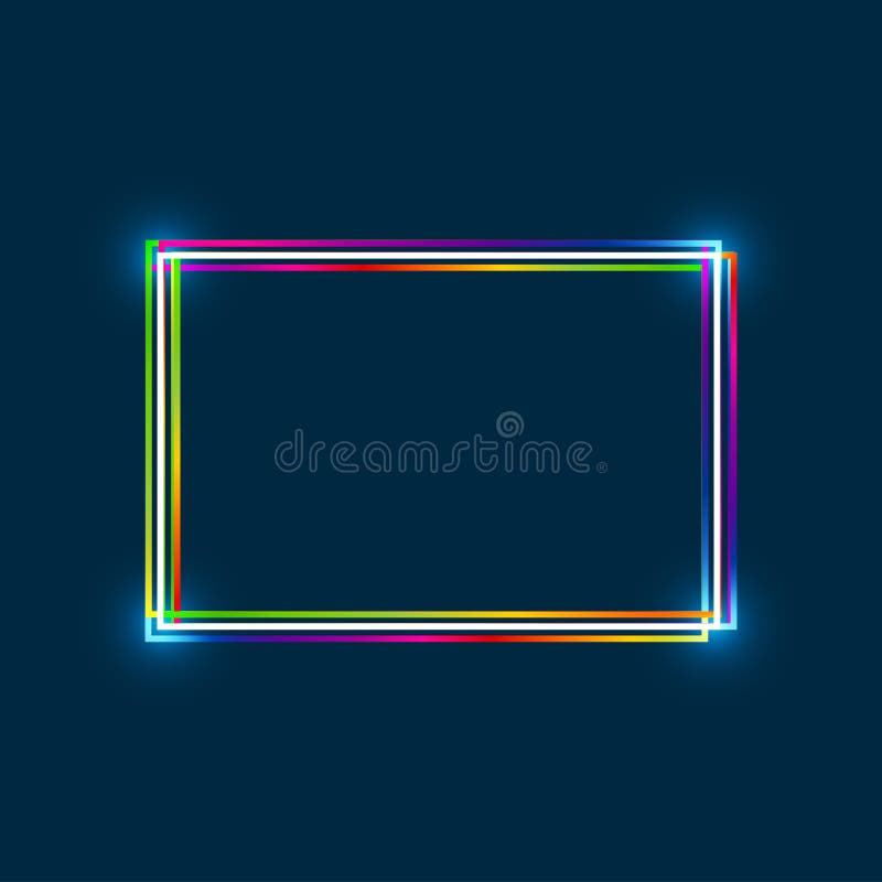 Rectangle Frame with Colorful Multi-layered Outline and Glowing Light ...