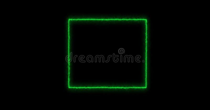 Rectangle, Frame of Energy, Neon, Smoke. Green Rectangle on a Black ...