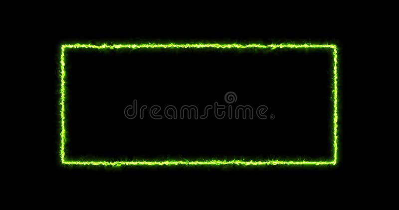 Rectangle, Frame of Energy, Neon, Smoke. Green Rectangle on a Black ...