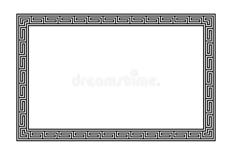 Rectangle Frame with Greek Fret Ornament and Seamless Meander Pattern ...