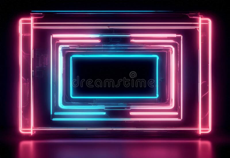 Rectangle Frame Futuristic Sign Neon Stock Illustration - Illustration ...