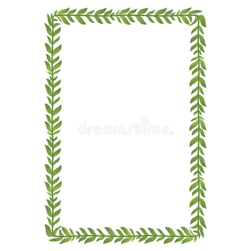Rectangle Frame Green Leaf Vector Flower Frame Wreath Floral Leaf ...