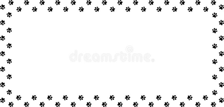 Rectangle Frame Made of Black Animal Paw Prints on White Background ...