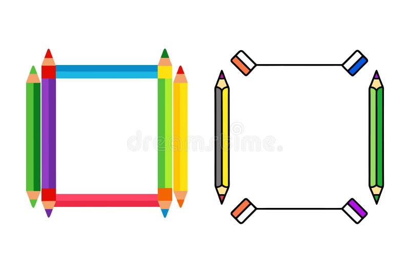 Rectangle Frame Made of Colored Pencils Graphic Design. Stock ...