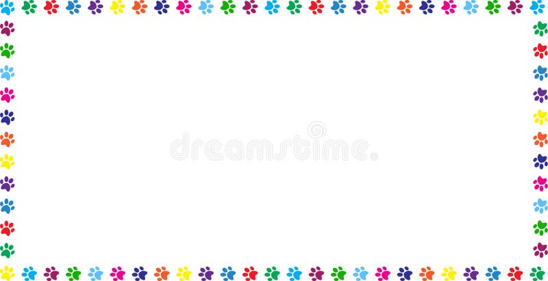 Rectangle Frame Made of Rainbow Animal Paw Prints on White Stock Vector ... Rectangle Frame Made of Rainbow Animal Paw Prints on White Stock Vector ...