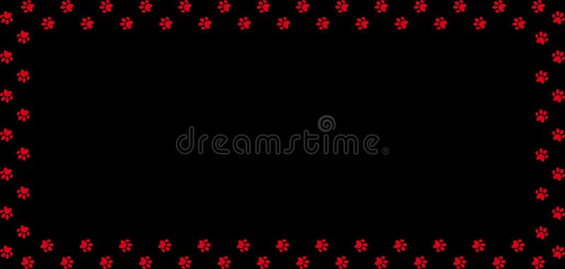 Rectangle Frame Made of Red Animal Paw Prints on Black Background Stock ... Rectangle Frame Made of Red Animal Paw Prints on Black Background Stock ...