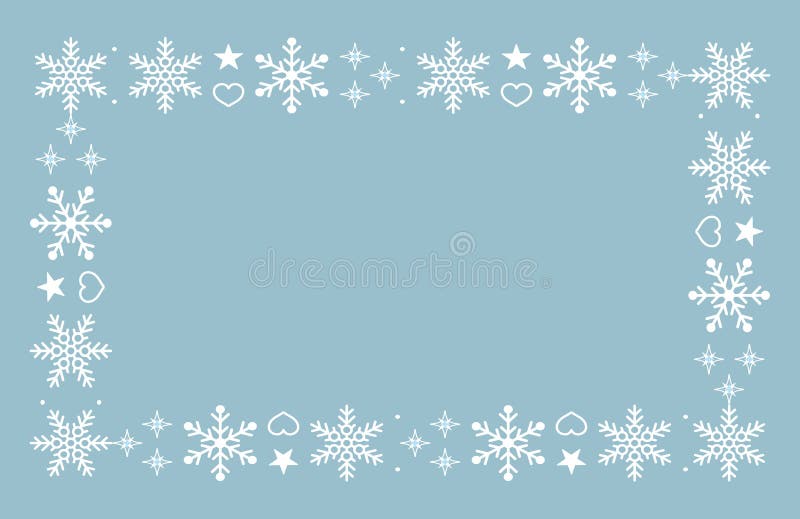 Rectangle Frame Made of Snowflakes Isolated on a Pastel Blue Background ...