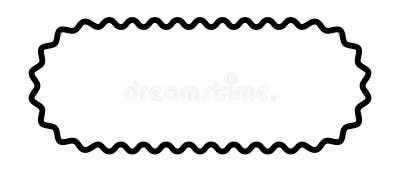 Rectangle Frame with Scalloped Rounded Edges. Oval Shape with Wavy Borders Stock Vector ...
