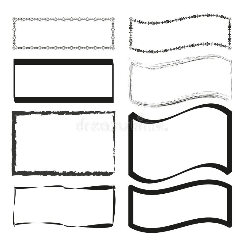 Rectangle Frame Set. Black Vector Collection. Decorative Border Designs ...