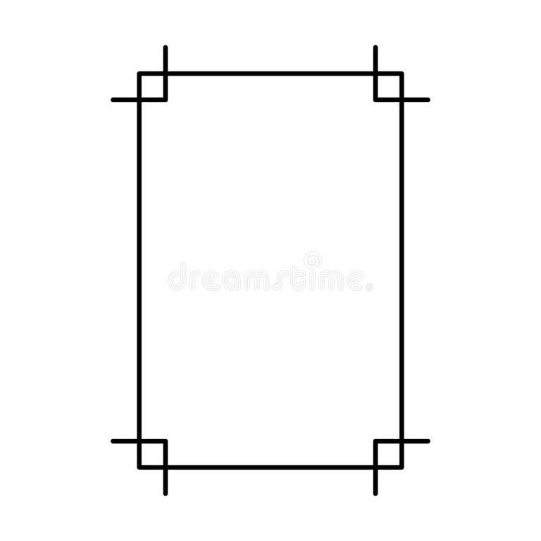 Rectangle Frame Shape Icon, Vertical Decorative Vintage Border Doodle ...