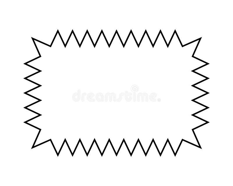 Rectangle Frame with Spiky Zigzag Edges. Empty Textbox, Speech Bubble ...