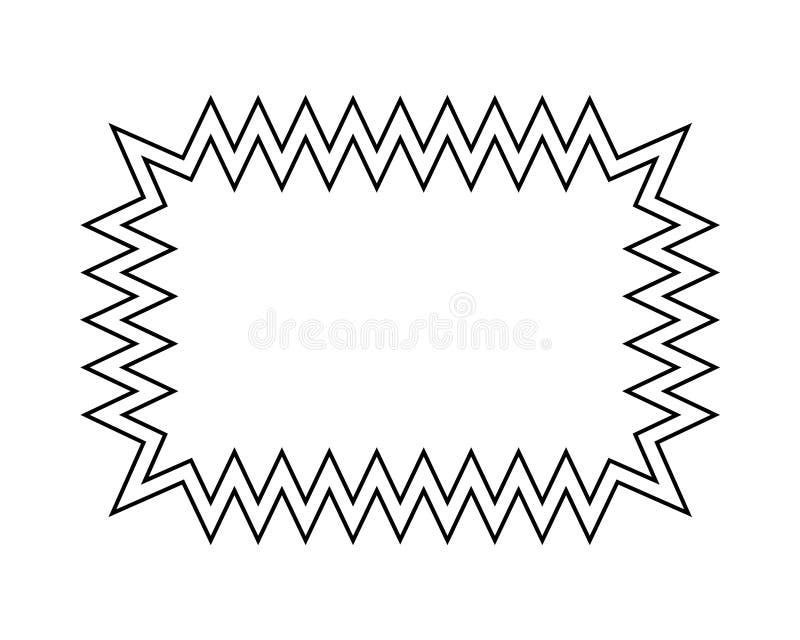 Rectangle Frame with Zigzag Edges. Empty Text Box, Speech Bubble, Tag ...