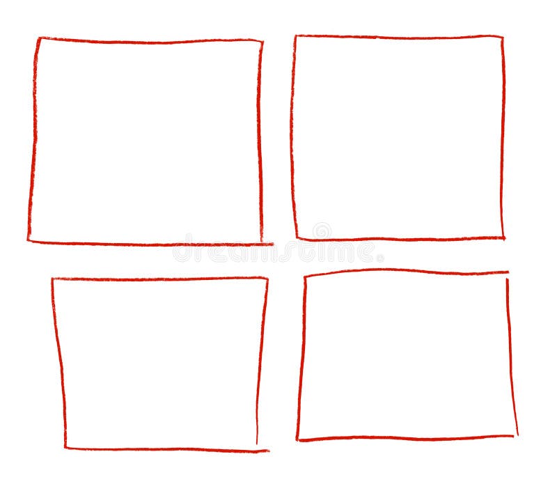 4 Rectangle Frames with Red Color - Hand Painted Template Stock ...