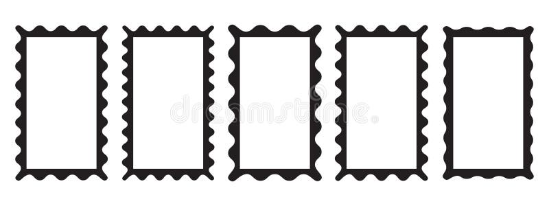 Rectangle Frames with Wavy Edges Set. Trendy Photo Borders Stock ...