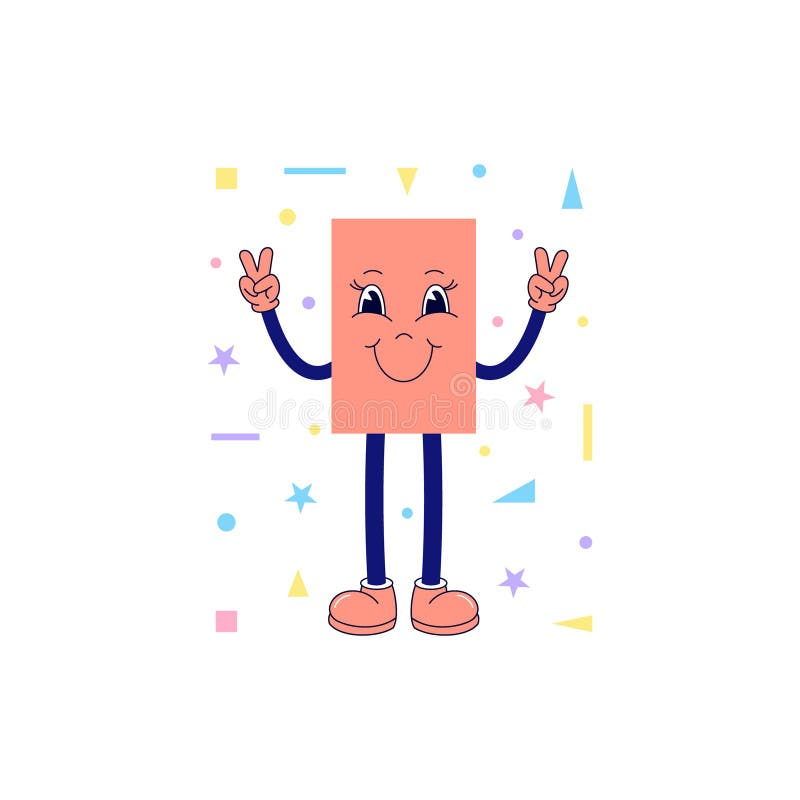 Rectangle in a Funny Cartoon Style. Simple and Cute. Educational ...