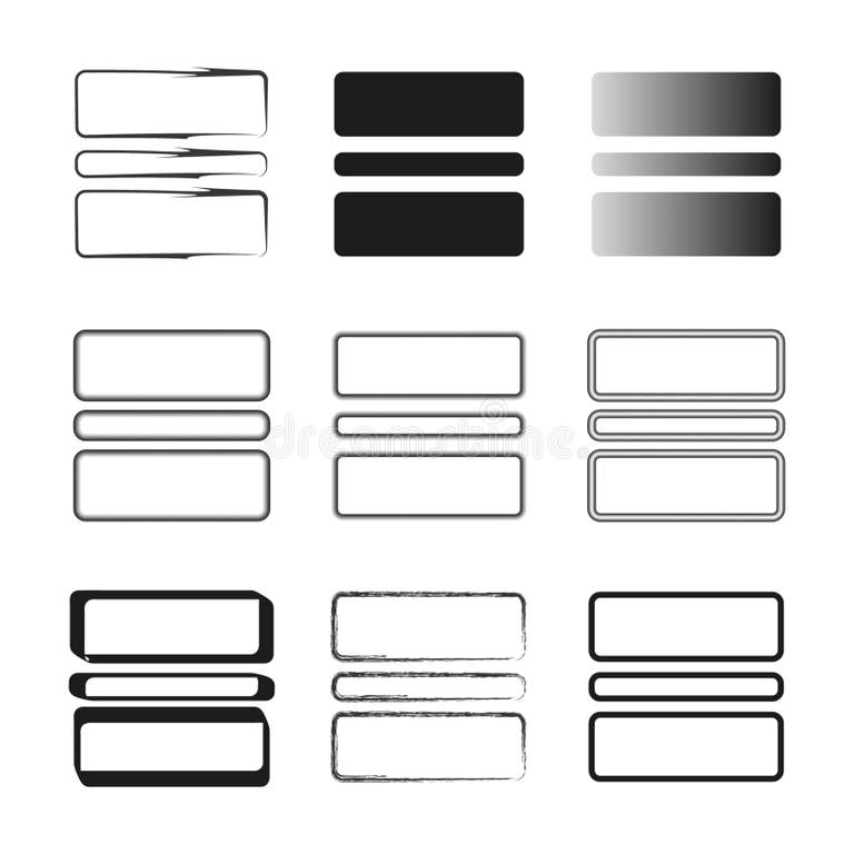 Rectangle Graphic Set. Rounded Border Designs. Black and White Vector ...