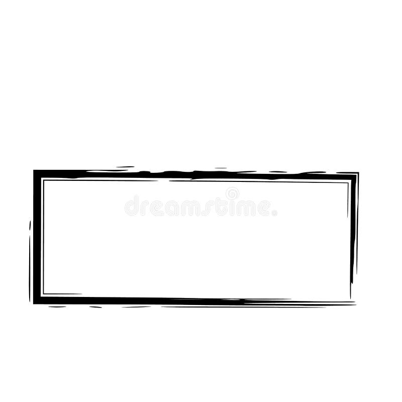 Rectangle Grunge Frame Isolated on White Background. Black Ink Border ...