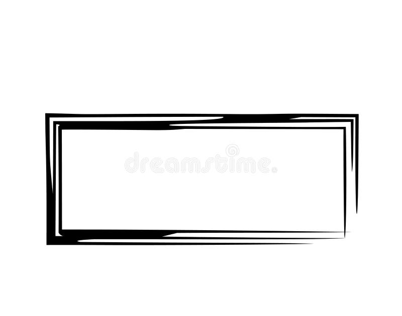 Rectangle Grunge Frame Isolated on White Background. Black Ink Border ...