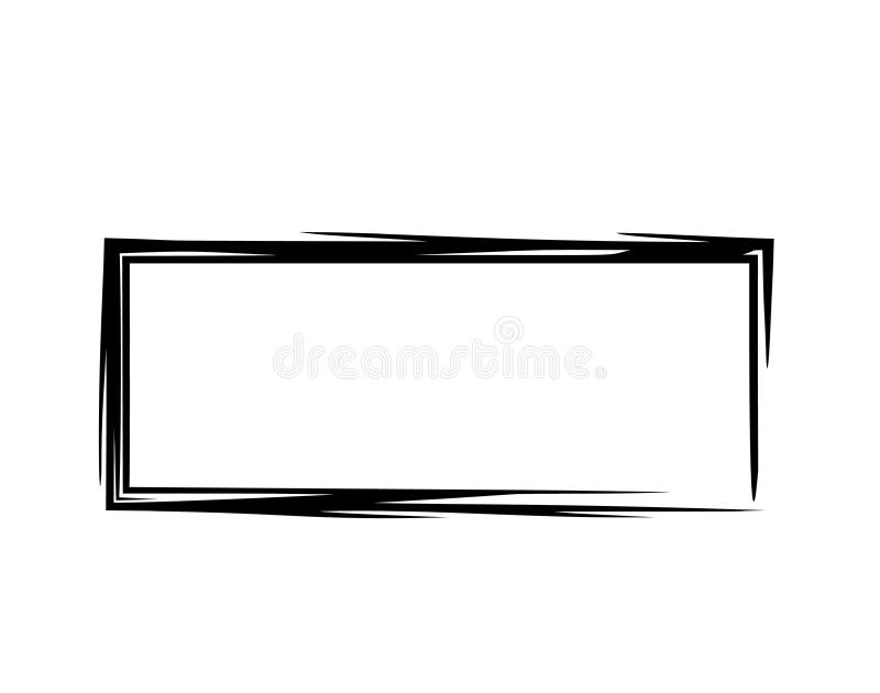 Rectangle Grunge Frame Isolated on White Background. Black Ink Border Stock Vector ...