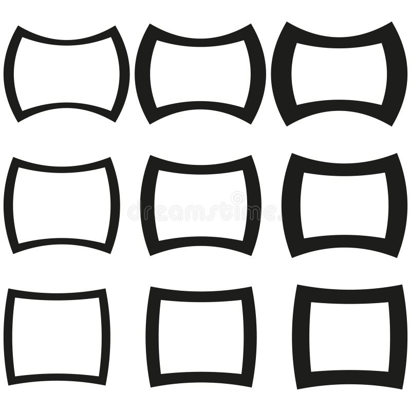 Rectangle Icon Pack. Concave Shape Forms. Curved Border Symbols. Vector ...