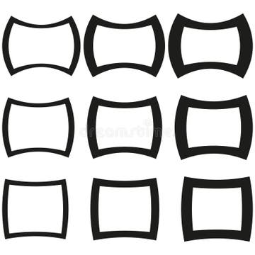 Rectangle Icon Pack. Concave Shape Forms. Curved Border Symbols. Vector ...