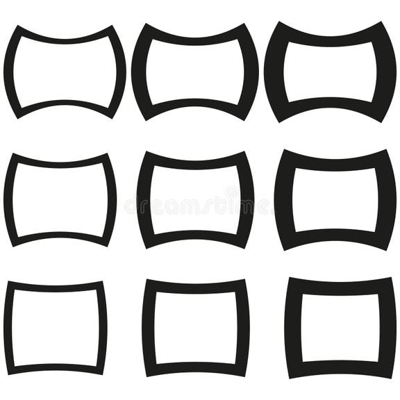 Rectangle Icon Pack. Concave Shape Forms. Curved Border Symbols. Vector ...