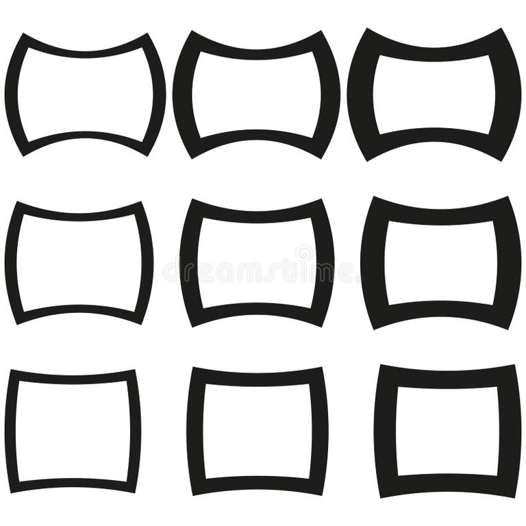 Rectangle Icon Pack. Concave Shape Forms. Curved Border Symbols. Vector ...