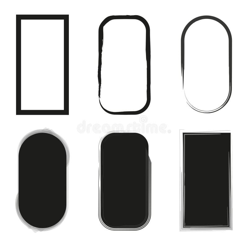 Rectangle Icons Set. Simple Geometric Shapes with Solid, Outlined, and ...