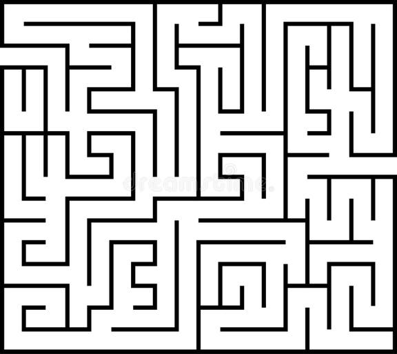 Rectangle Labyrinth with Entry and Exit. Line Maze Game. Medium Complexity. Vector Stock Vector ...