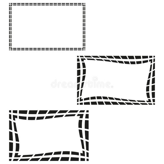 Rectangle Line Frame. Grid Mesh Symbol. Distorted Outline Shapes ...