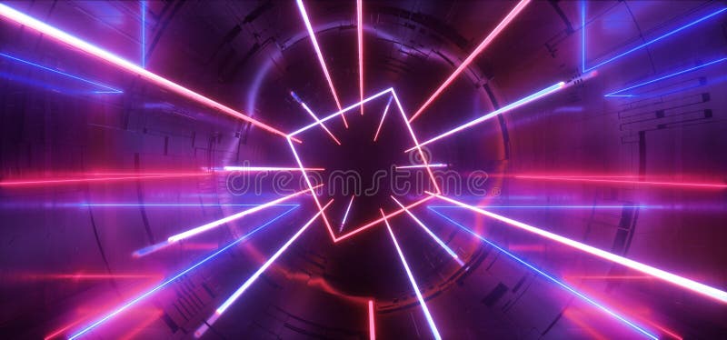 Rectangle Lines Neon Glowing Blue Purple Vibrant Light Night Dark ...