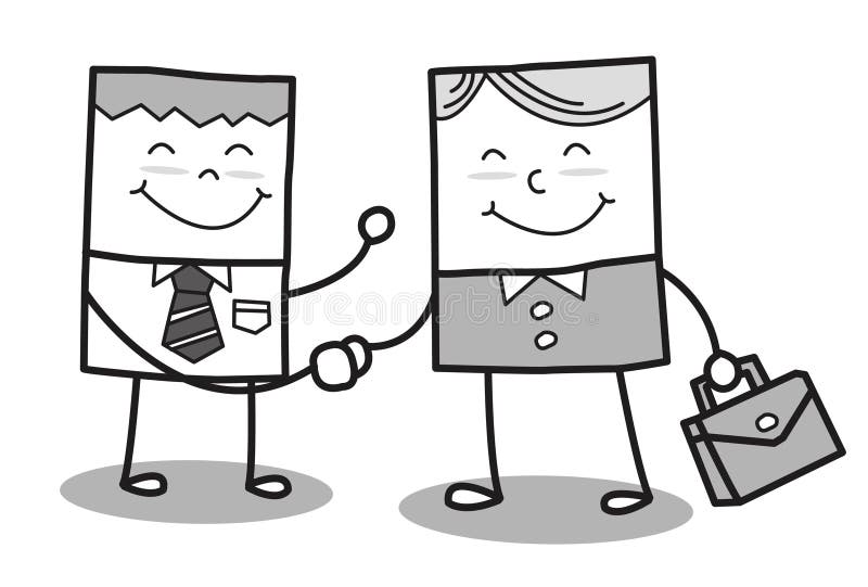 Rectangle Man Shaking Hands and Marketing Stock Vector - Illustration ...