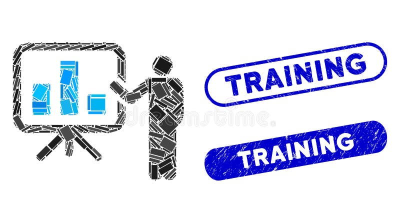 Rectangle Mosaic Bar Chart Presentation with Scratched Training Stamps ...