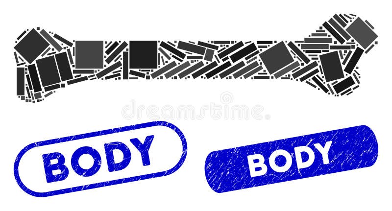 Rectangle Mosaic Bone with Textured Body Stamps Stock Vector ...
