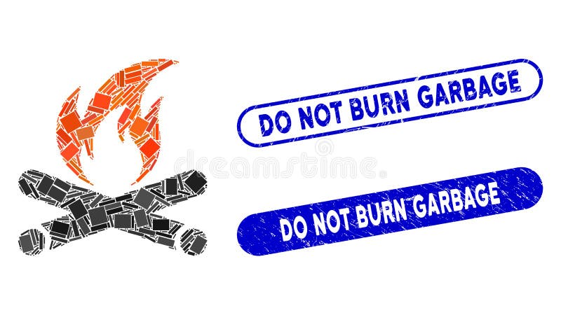 Burn Garbage at the Landfill. Stock Vector - Illustration of flame ...