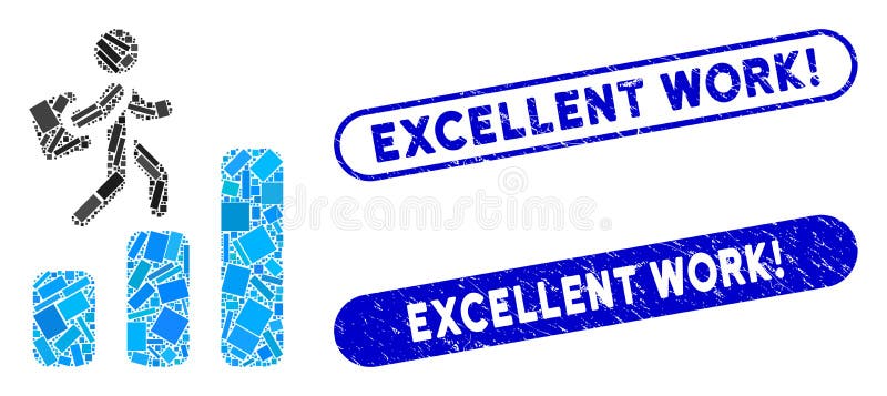 Rectangle Mosaic Career Chart with Scratched Excellent Work! Seals ...