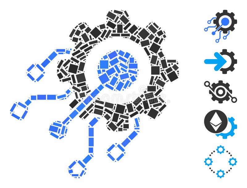 Rectangle Mosaic Digital Integration Gear Stock Illustration ...