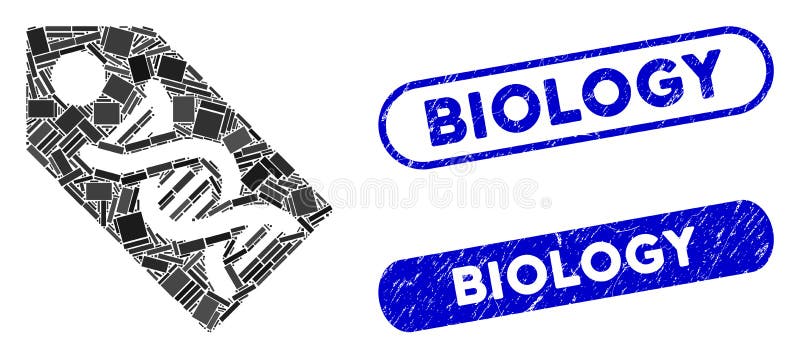 Rectangle Mosaic DNA Marker with Scratched Biology Seals Stock Vector ...