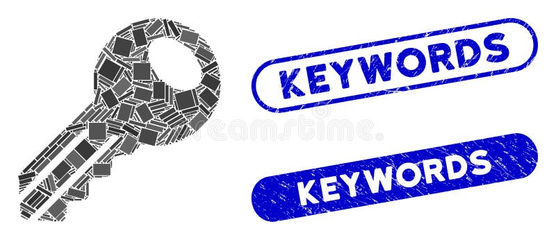 Rectangle Mosaic Key with Scratched Keywords Stamps Stock Vector ...