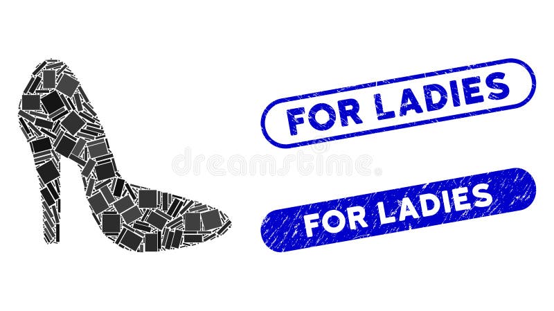 Rectangle Mosaic Lady Shoe with Textured for Ladies Seals Stock Vector ...