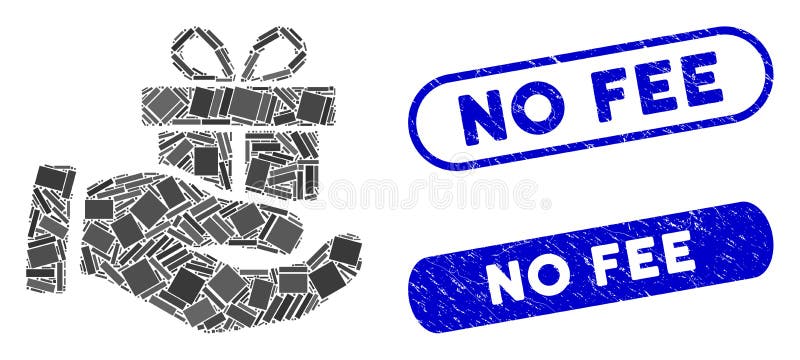 Rectangle Mosaic Present Box Give Hand with Textured No Fee Seals Stock ...