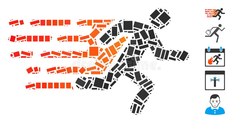 Rectangle Mosaic Rush Running Man Stock Illustration - Illustration of ...
