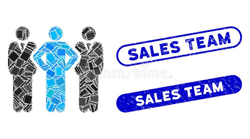 Rectangle Mosaic Team with Distress Sales Team Seals Stock Vector ...