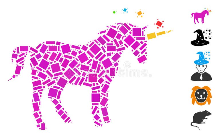 Rectangle Mosaic Unicorn stock illustration. Illustration of design ...
