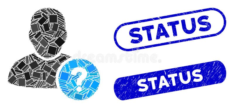 Rectangle Mosaic User Status with Distress Status Stamps Stock Vector ...
