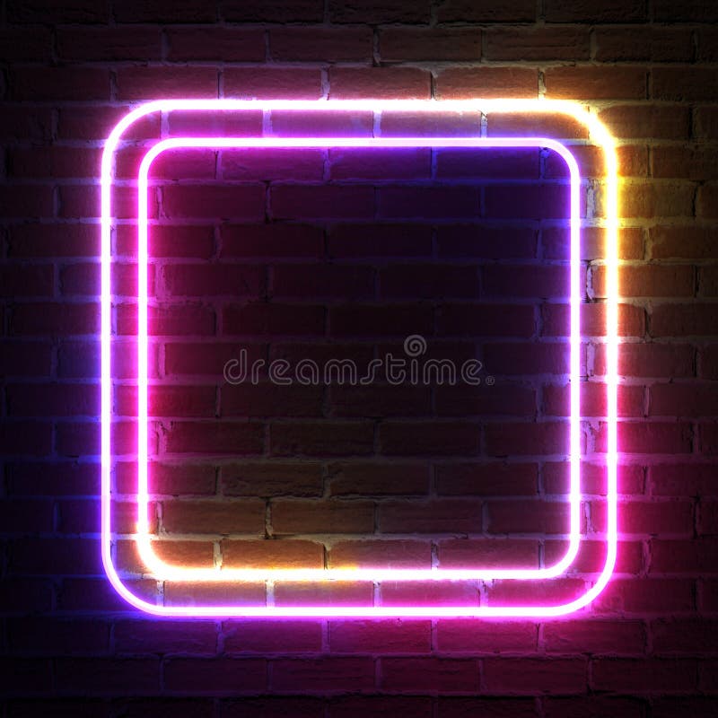 Rectangle Neon Light Frame for Template and Layout. 3d Rendering Stock ...