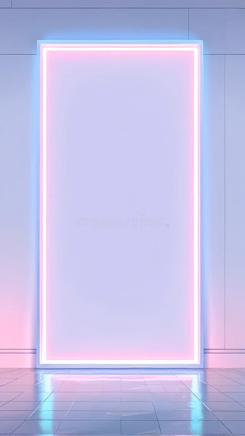 Rectangle Neon Light Installation Stock Photo - Image of indoor, space ...
