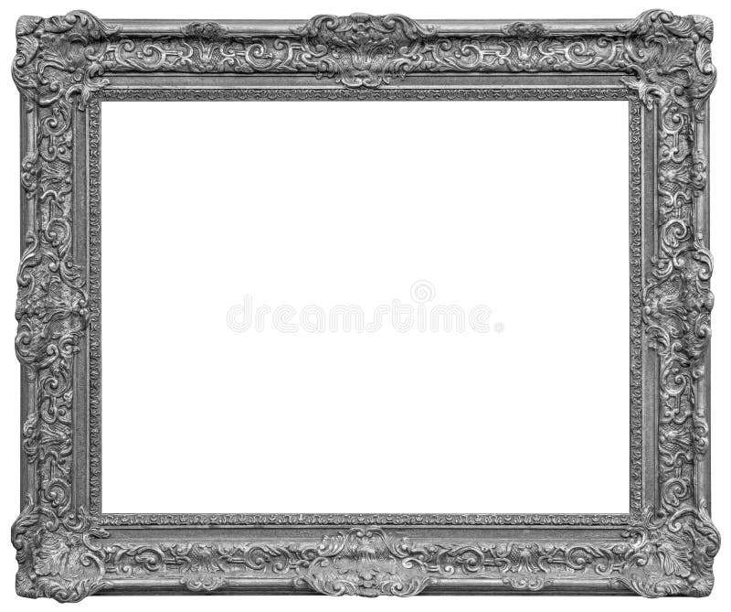 Rectangle Old Silver-plated Wooden Frame Isolated on White Background ...