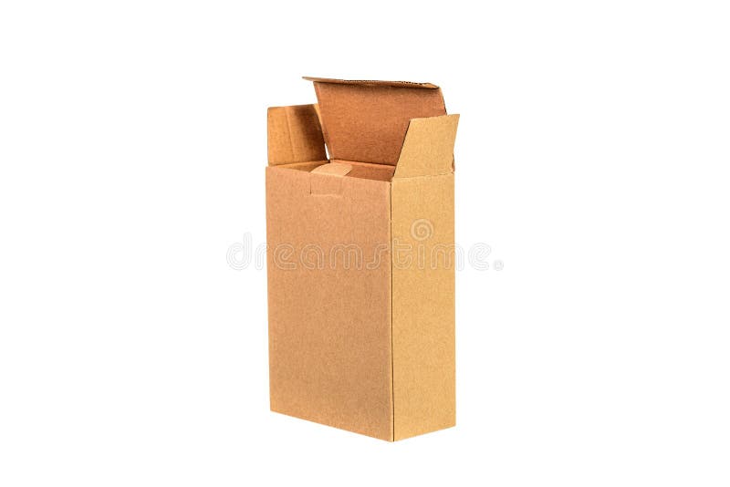 Rectangle Opened Brown Cardboard Box Packaging Blank Template in Stock ...