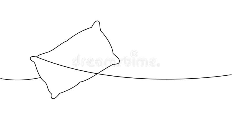 Rectangle Pillow One Line Continuous Drawing. Comfortable Fluffy Pillow ...